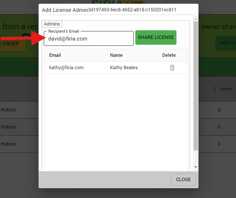 License & Dashboard – Firia Labs